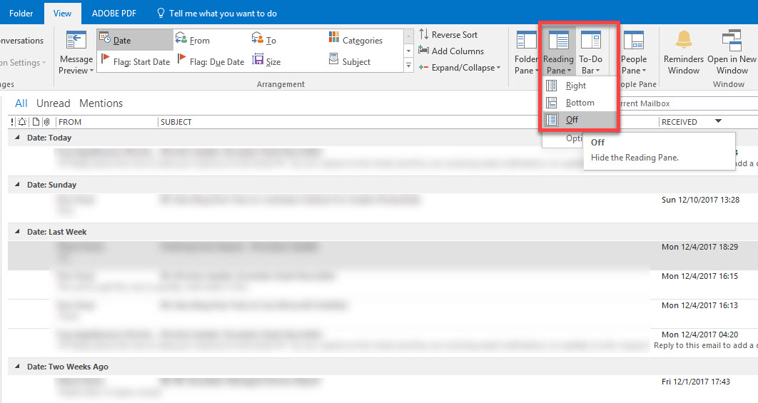 Office 2016 Outlook Change Reading Pane Streamjawer