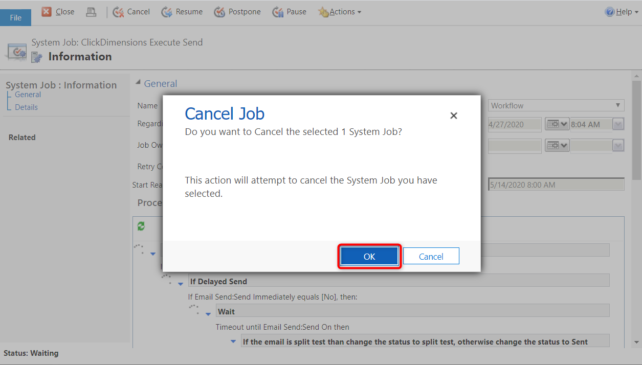 How to cancel a ClickDimensions email send?