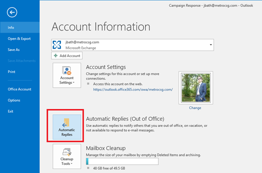 How To Create an Email Autoresponder in Outlook :: Metro CSG - New York ...