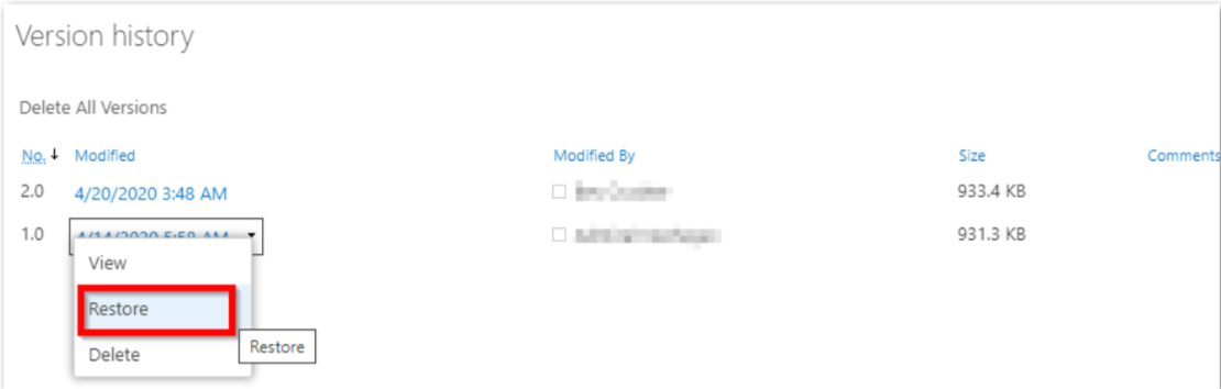 OneDrive and SharePoint Version History | GRS Technology Solutions